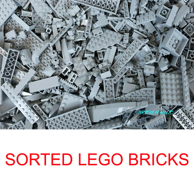 Lego Light Bluish Gray Color Sorted Bricks Pieces Plates Parts Bulk ...