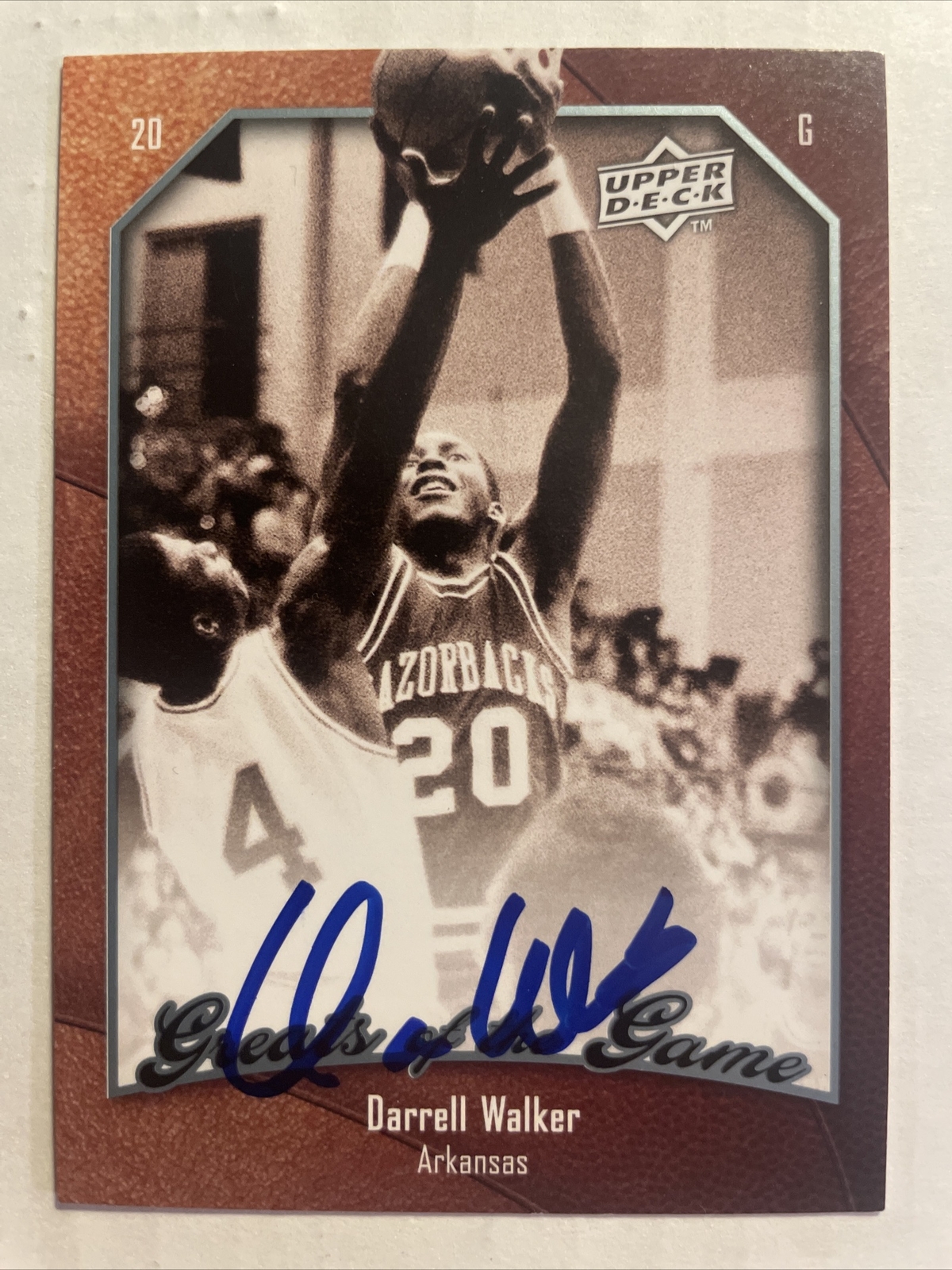 2010 UD Greats Of The Game Darrell Walker Autographed Card #21 Arkansas ...