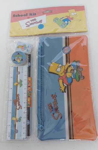 The Simpsons Pencil Case Set, Retro School, Sealed, Rubber, Ruler ...