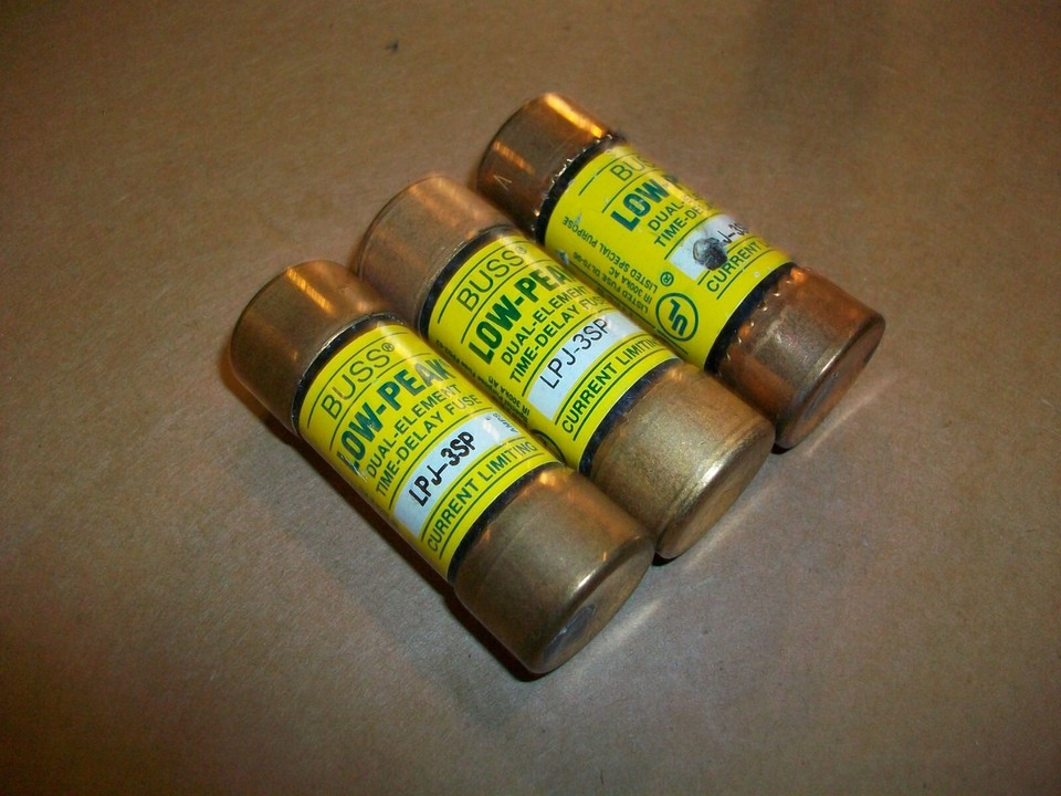 3pc Buss LPJ-3SP Low-Peak Class J Dual Element Fuses 3A 600V USED | eBay
