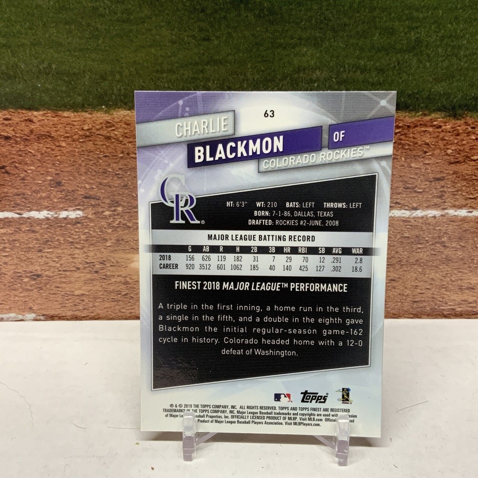 2019 TOPPS FINEST REFRACTORS #63 CHARLIE BLACKMON ROCKIES | eBay