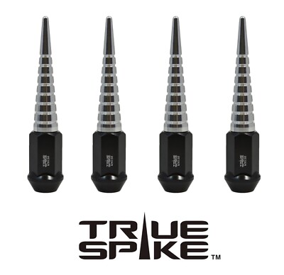 20 TRUE SPIKE 112MM 14X1.5 STEEL LUG NUTS W/ SILVER EXTENDED SPIRAL ...