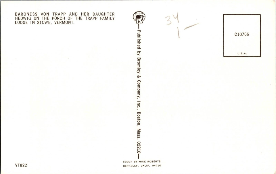 Baroness Von Trap & Her Daughter Hedwig - Trapp Family Lodge - Stowe ...