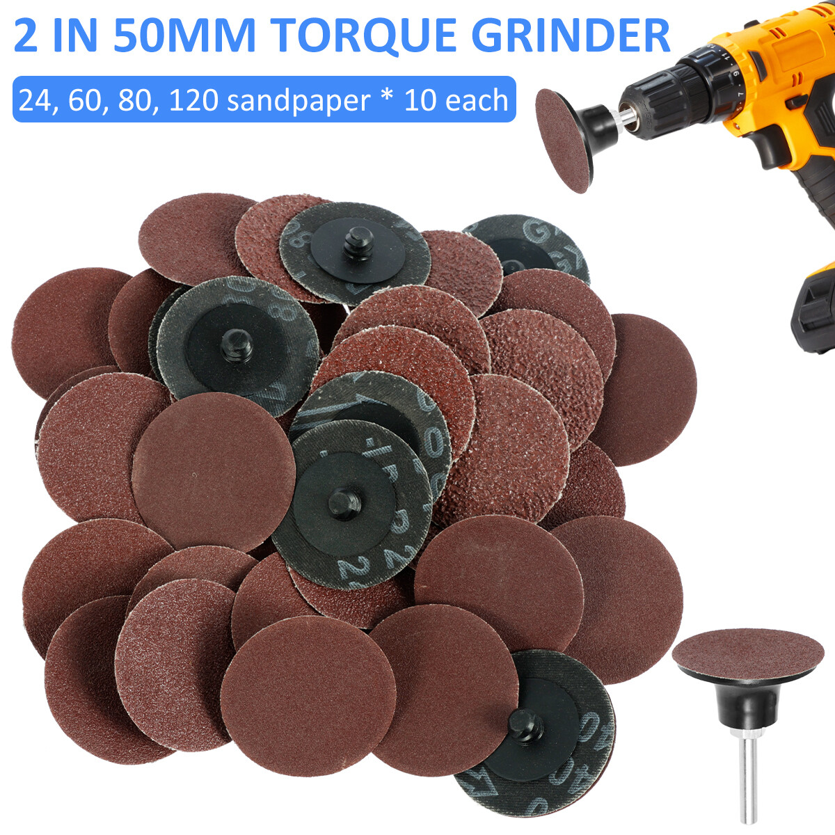40x 2 50mm 24-120Grit Mixed Sanding Discs Drill Grinder Sandpaper ...