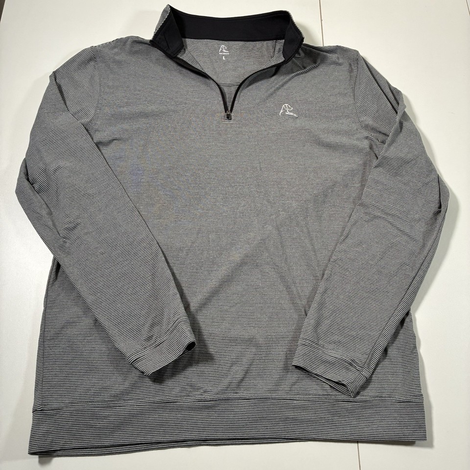 NEW Rhoback Performance Quarter Zip Large Gray Micro Striped Golf QZip ...