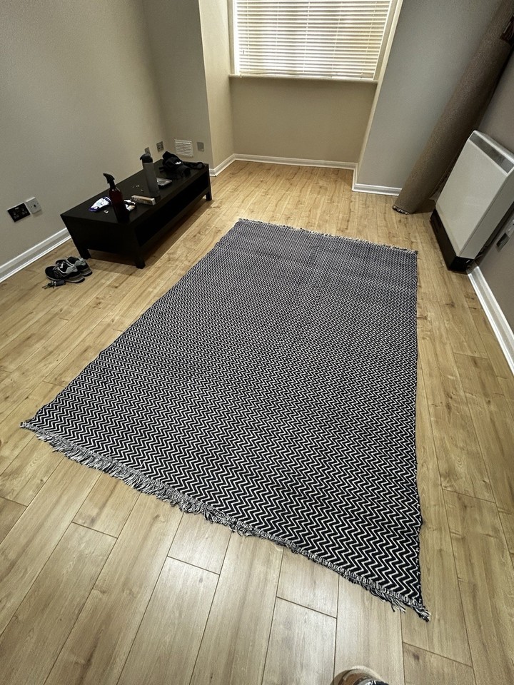 IKEA Fasterholt Navy Blue White Zig Zag Rug 170x240cm | eBay UK