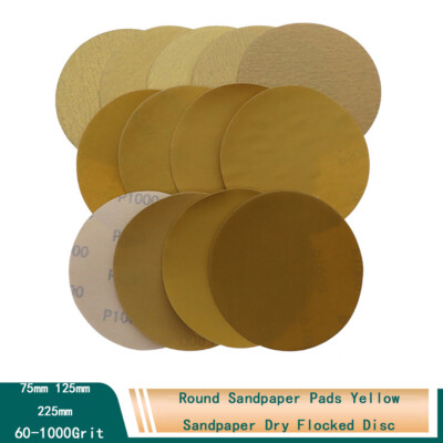 60-1000Grit 3/5/9 inch Round Sandpaper Pads Yellow Sandpaper Dry ...