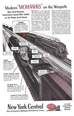 1944 New York Central Railroad Vintage Color Print Ad WWII Modern ...