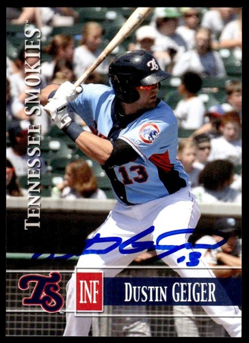2014 Grandstand Tennessee Smokies Dustin Geiger Auto #13 Signed | eBay