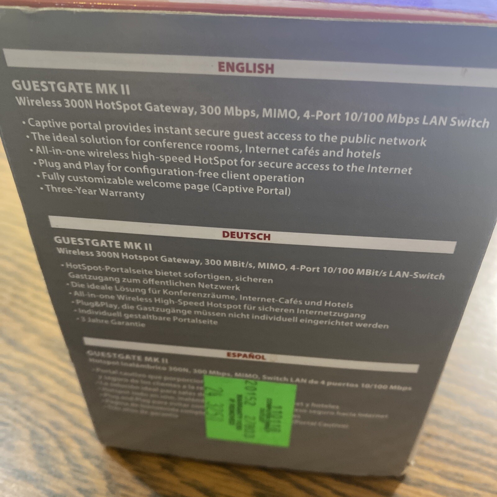 INTELLINET NETWORK SOLUTIONS Guestgate MK II 300 Mbps 4-Port 10/100 ...