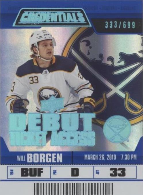 2019-20 Upper Deck Credentials - Debut Ticket Access William Borgen ...