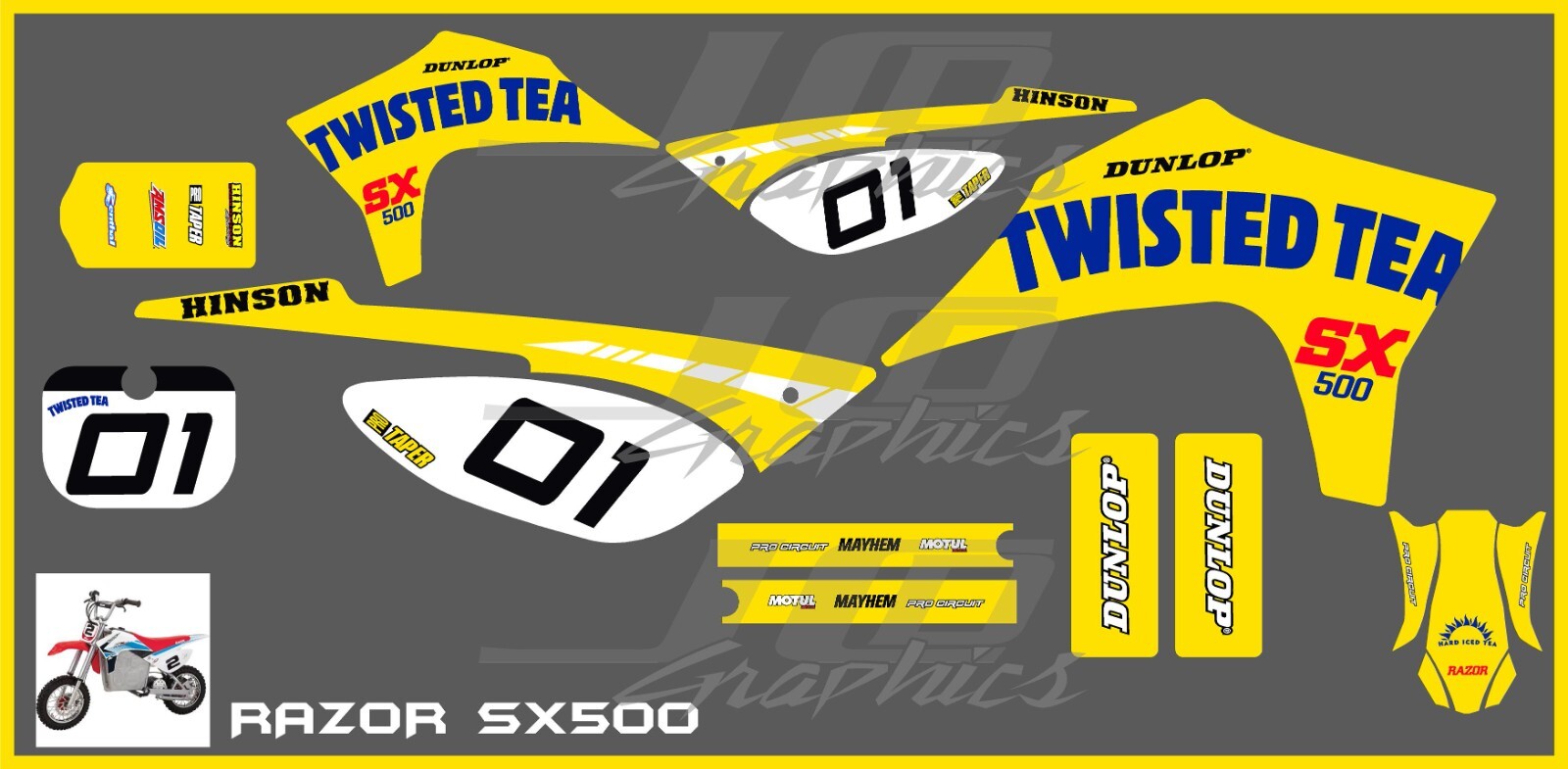 Razor SX500 graphics kit decals THICK AND HIGH GLOSS | eBay