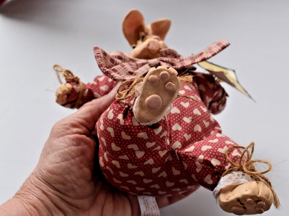 VTG 1994 RUSS BERRIE Babbity Bunny Rabbit Shelf Sitter COUNTRY FOLKS ...