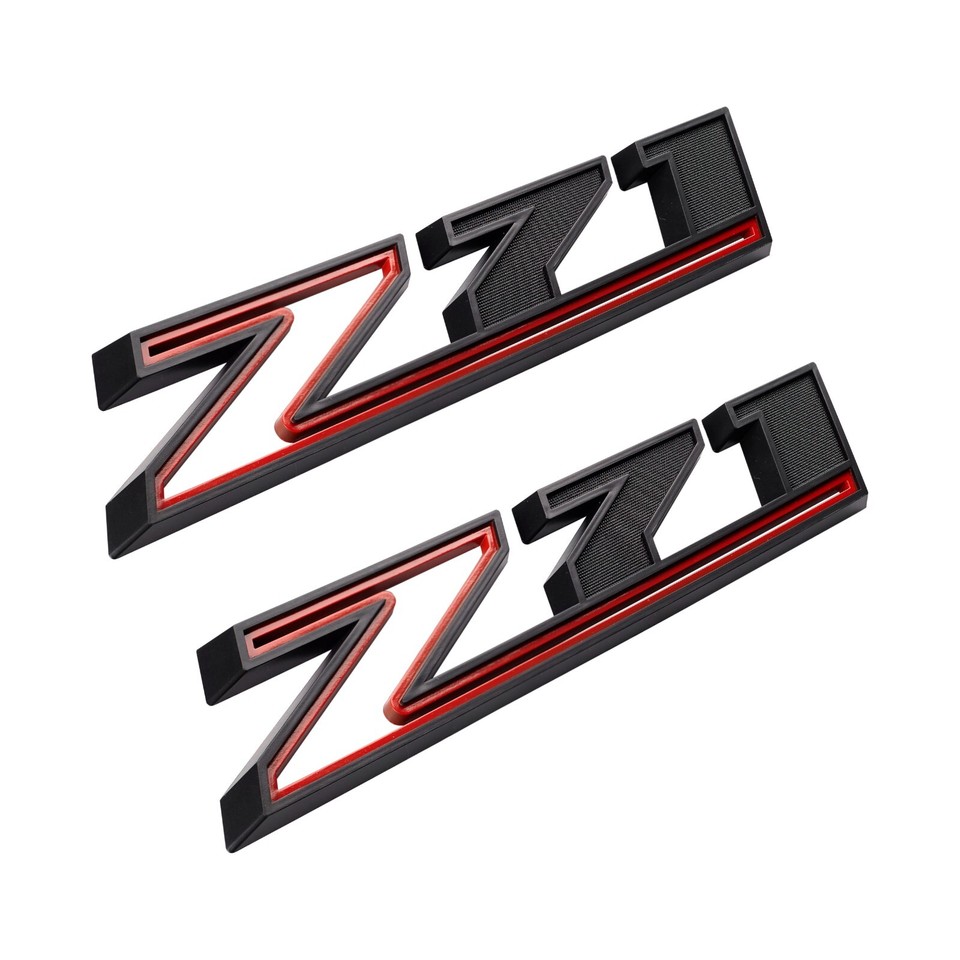 Set Of 2 Z71 Emblems Fender Badges For Silverado 84632695 Black Red ...