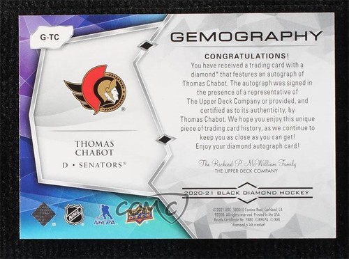 2020 Upper Deck Black Diamond Gemography Diamonds /25 Thomas Chabot #G-TC Auto | eBay