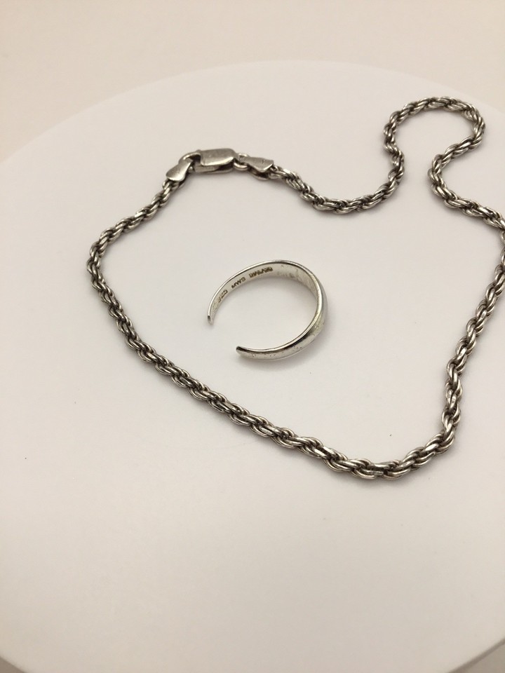Sterling Silver 925 Anklet & Toe Ring ~ 10" Anklet | eBay