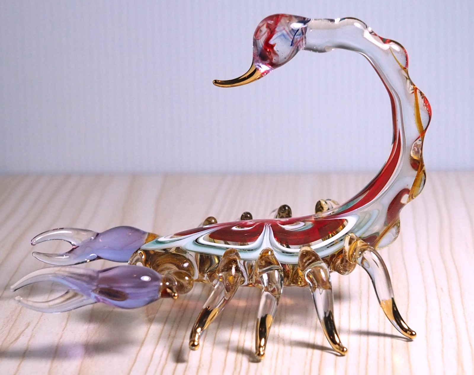 Maroon SCORPION hand blown art glass figure 4.25 inch gold trim Gift ...