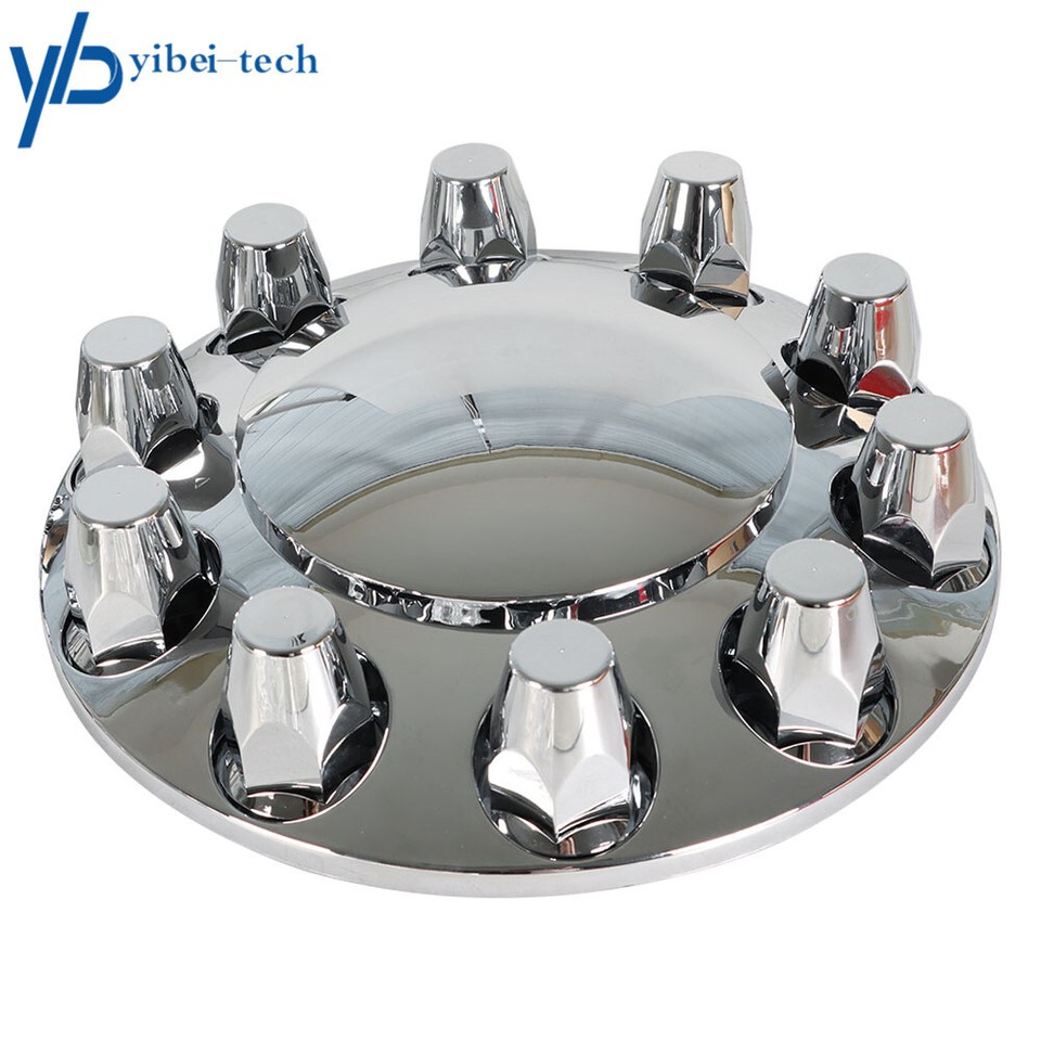 Chrome Hub Cover Semi Truck Wheel Kit Axle Cover 33mm Lug Front & Rear ...