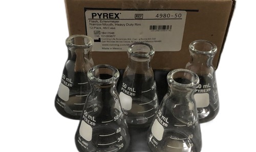 Corning Pyrex Erlenmeyer Flasks 50mL | Pack of 12 | PN 4980-50 | Lab ...