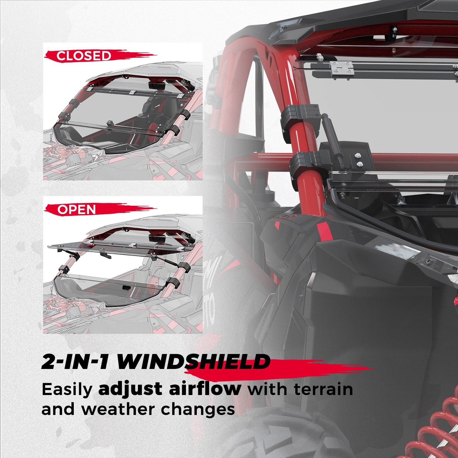 For Can-Am Maverick X3 Front Flip Windshield 2-IN-1 Scratch Resistant ...