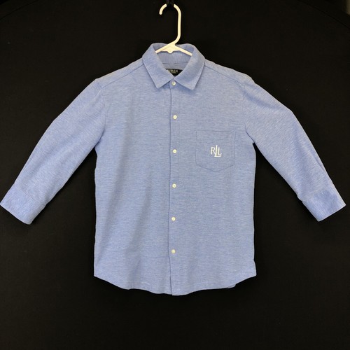 Lauren Ralph Lauren LRL Womens Button Up Size XS Blue Embroidered Logo ...