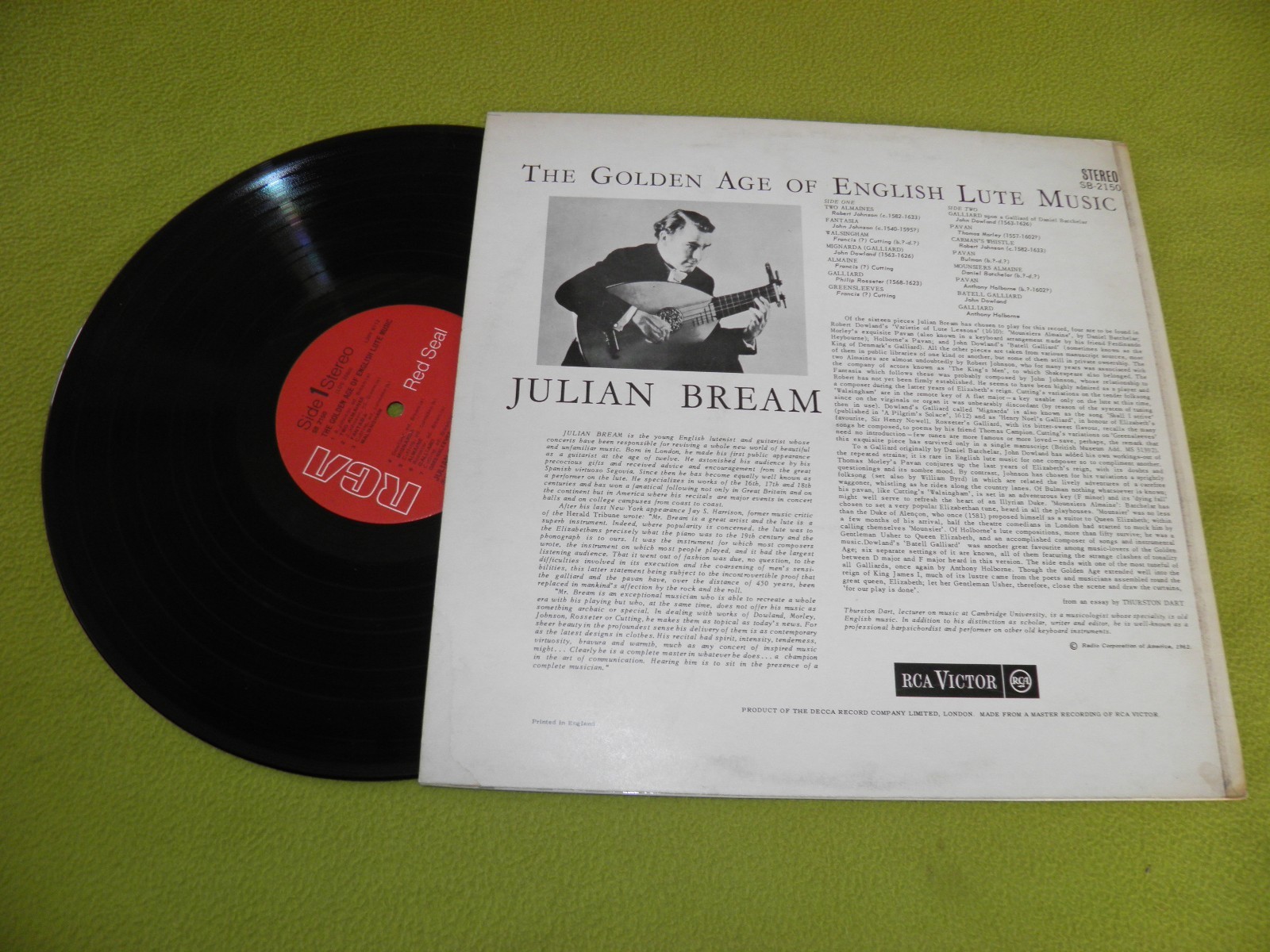 Julian Bream The Golden Age Of English Lute Music UK 1961 RCA SB-2150 ...
