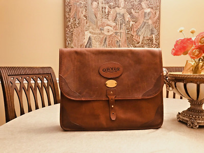 ORVIS Thick Bullhide Rustic Brown Leather Briefcase / Attache ...