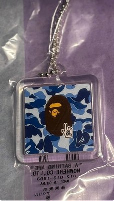 Bape- A Bathing Ape• KEYCHAIN Accessory •Purse/Bag Charm, Fob•Blue Camo ...