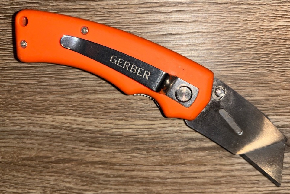Gerber box cutter Orange & Silver Liner Lock Quick Change | eBay
