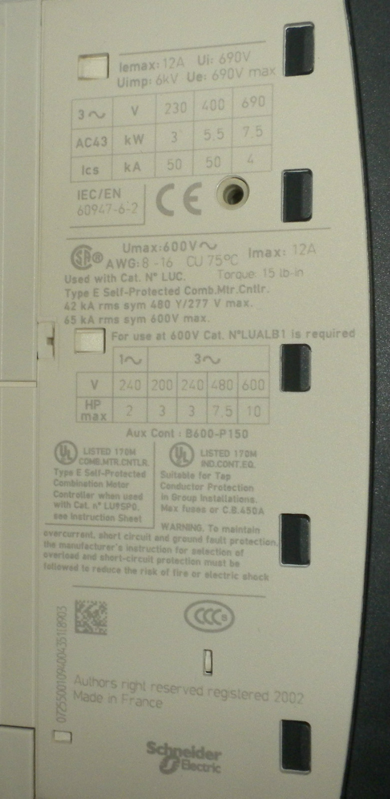 SCHNEIDER ELECTRIC TELEMECANIQUE TESYS LUCB12BL 24 VDC ADVANCED CONTROL ...