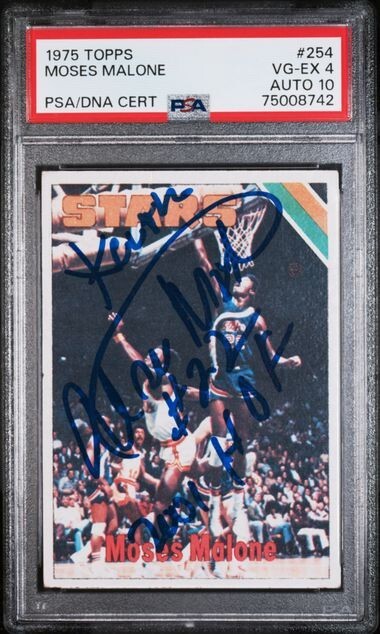 Moses Malone 1975 TOPPS #254 PSA DNA Certified autograph Gem Mint 10 | eBay