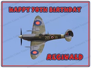 Personalised Spitfire Military Aircraft Aeroplane Edible Icing Party ...
