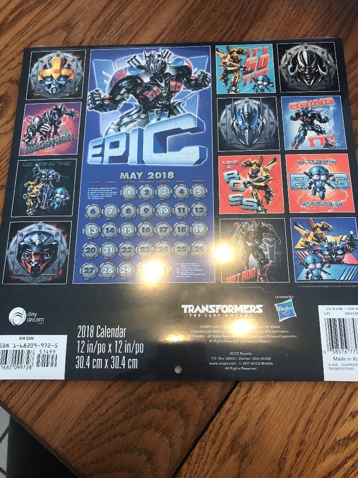 Day Dream Transformers The Last Knight Wall Calendar - Wall Calendars ...