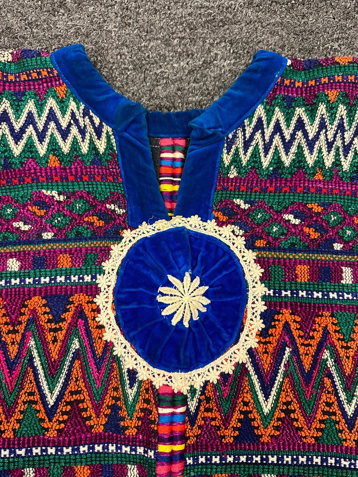 Vintage Hand Woven Embroidered GUATEMALAN HUIPIL Blouse Top Poncho ...