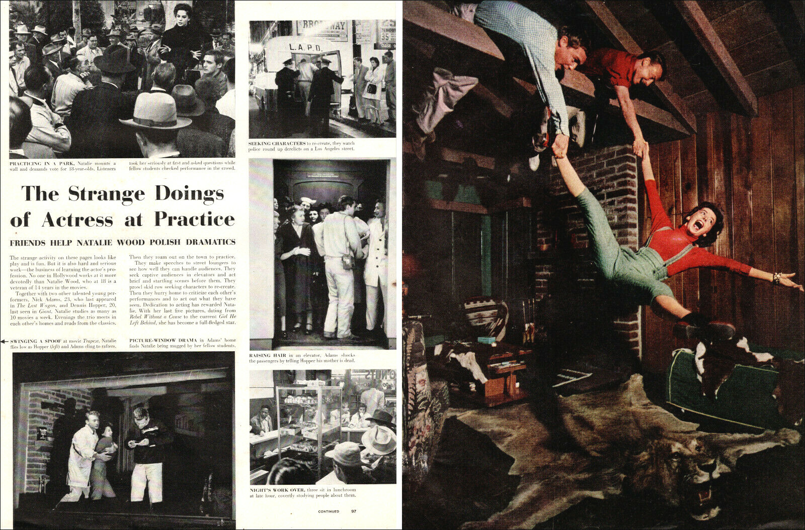 1956 Hollywood article Young NATALIE WOOD , Dennis Hopper Nick Adams ...