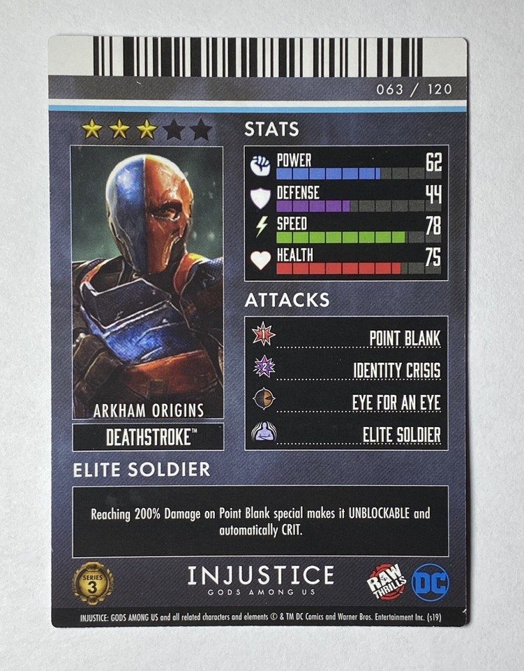 DC Injustice Arcade Series 3 Card “Deathsroke” (Arkham Origins) Foil ...