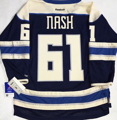 YOUTH-NWT-L/XL RICK NASH COLUMBUS BLUE JACKETS 3rd CANON REEBOK HOCKEY ...