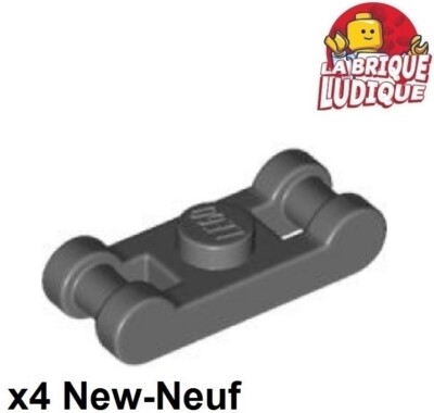 Lego 4x Plate Modified 1x1 Handles on Ends 2 poignée gris foncé/dk b ...