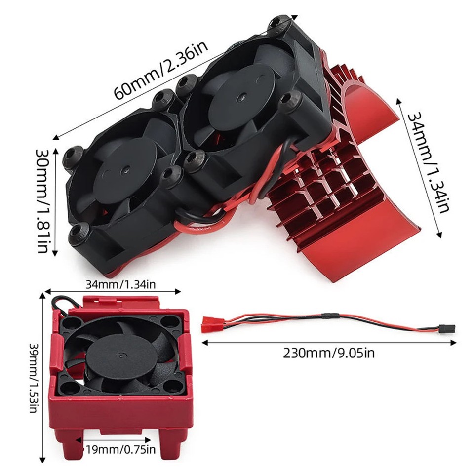 Vxl-3S ESC Cooling Fan and Motor Dual Fan Set Compatible with Traxxas ...
