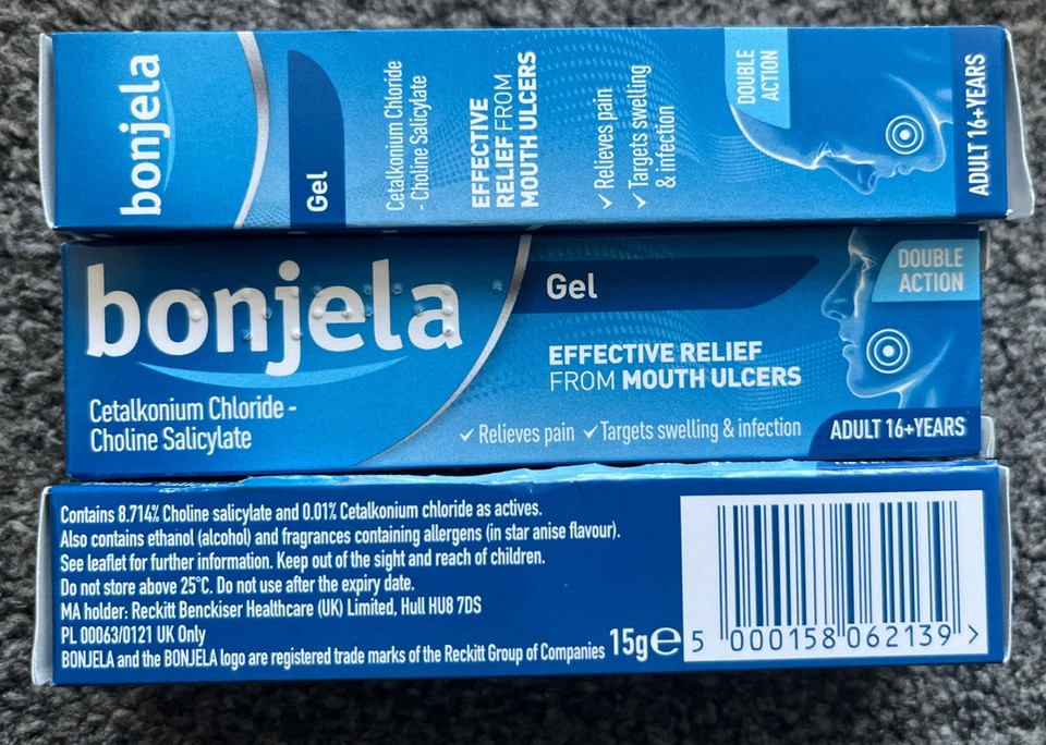 3 x Bonjela Adult Gel 15g = 45g - Effective Pain Relief From Mouth ...