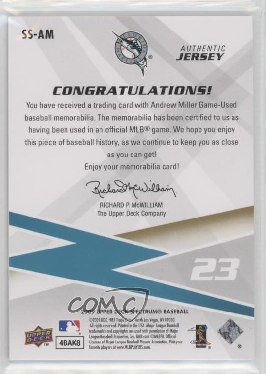 2009 Upper Deck Spectrum Spectrum Swatches Blue Andrew Miller #SS-AM ...