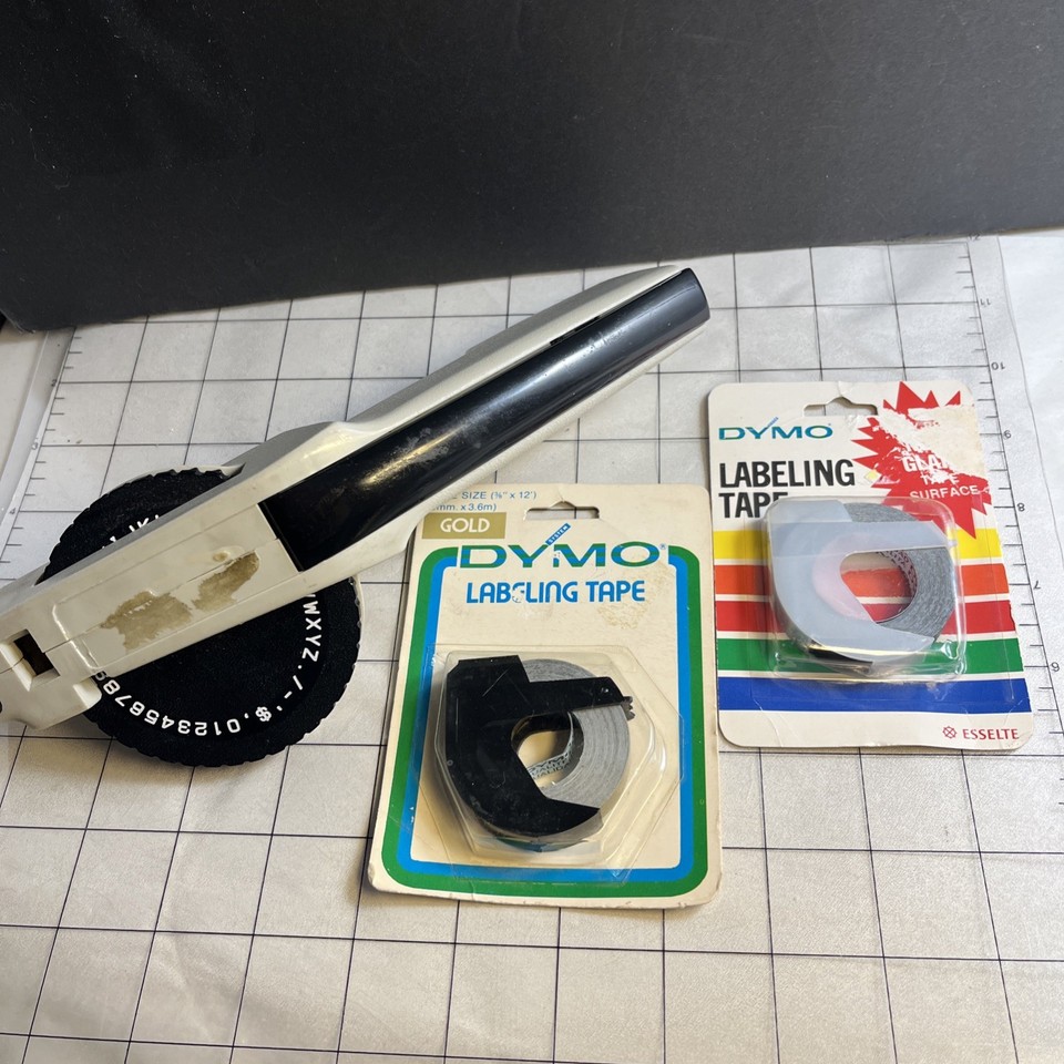 Vintage Dymo Labeler W/ 2 NOS Tapes Black And Gold | eBay