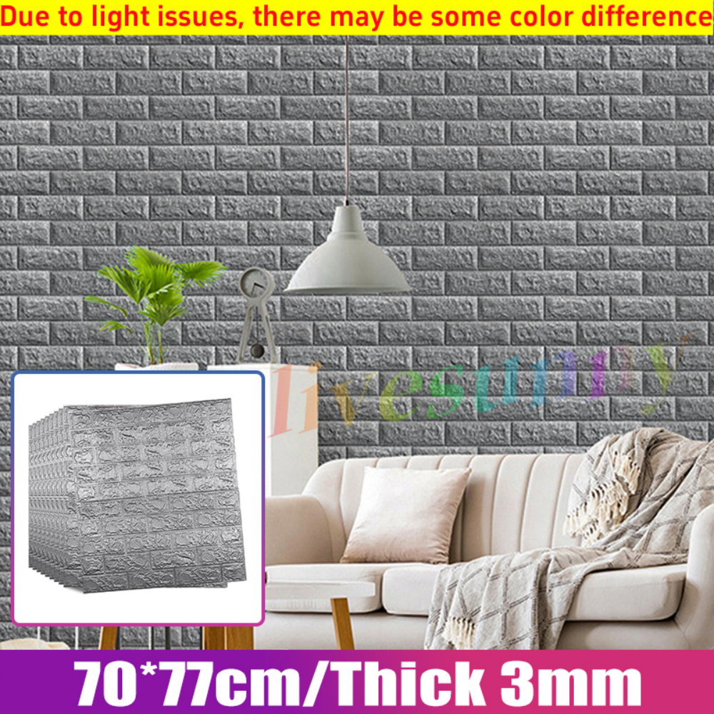 40Pcs Self Adhesive 3D Tile Foam Stick Wall Paper Brick Wall Sticky ...