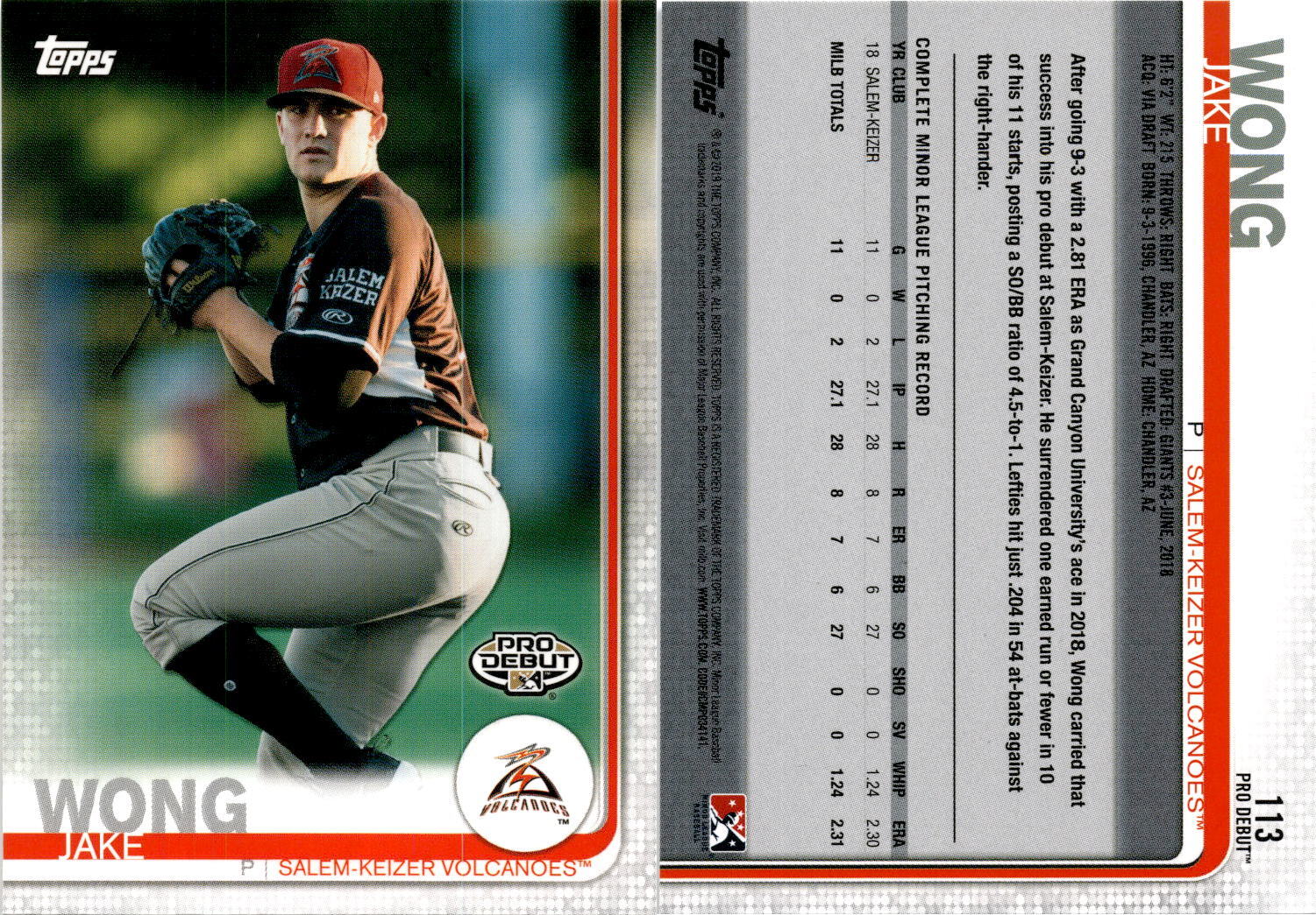 2019 Topps Pro Debut - #113 Jake Wong (RC) for sale online | eBay