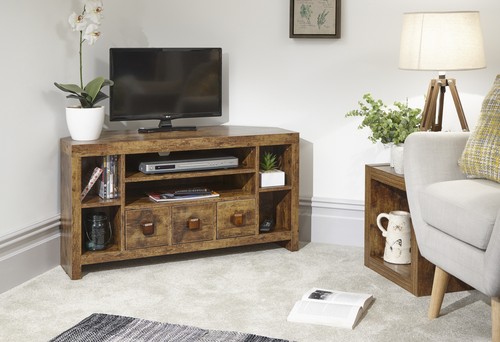 Jakarta Corner TV Unit Mango Media Stand Storage Cabinet Bedroom Living ...