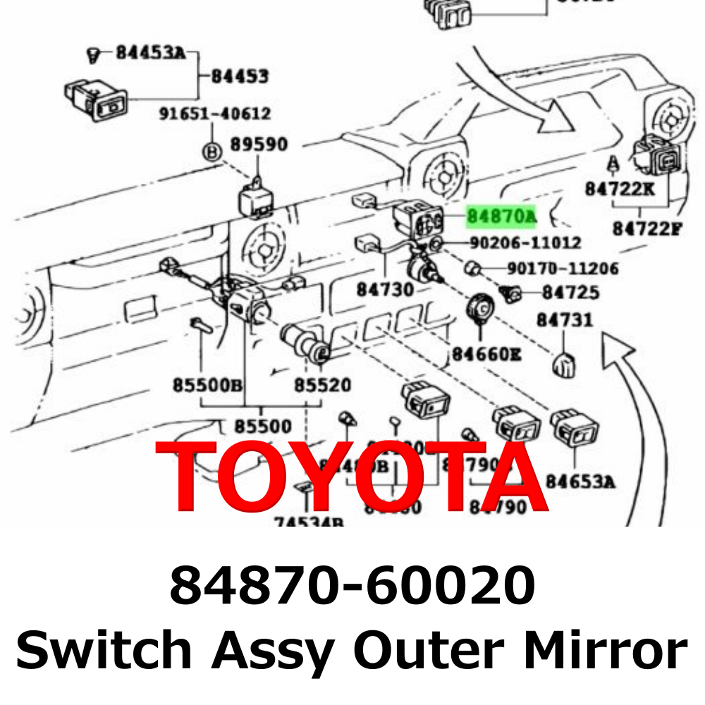 Toyota Genuine OEM 84870-60020 Switch ASSY Outer Mirror 8487060020 for ...