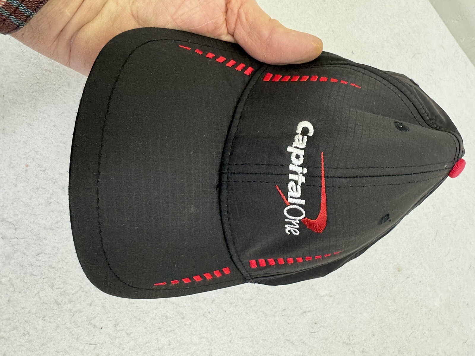 Capital One Golf Baseball Cap Hat Black Red Embroidery Adjustable Strap ...