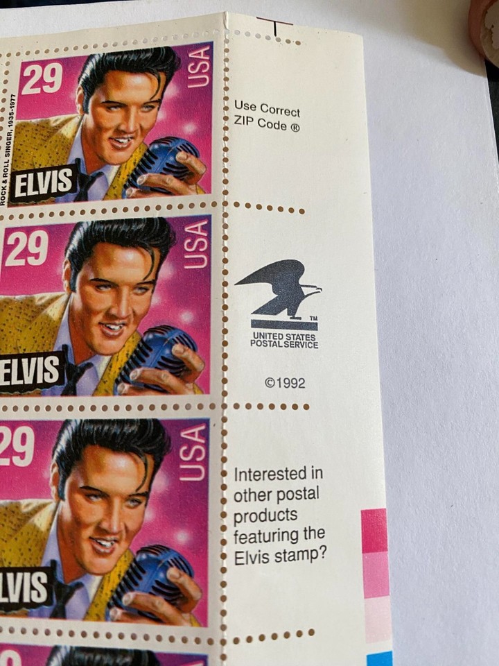 Elvis Presley Stamps 1992 Sheet Of 40 Stamps, Sealed in glass since ...