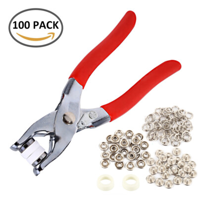 100PCS 9.5mm Prong Pliers Ring Press Studs Snap Popper Fasteners DIY ...