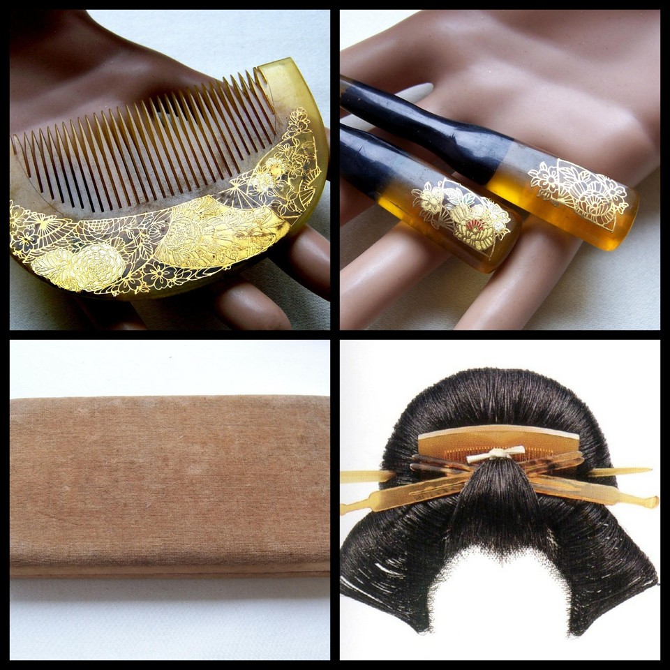 Vintage Japanese kanzashi comb hairpin geisha set hair accessory (ABH ...